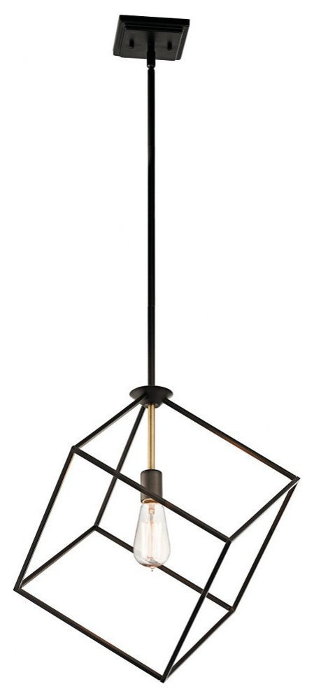 1 Light Contemporary Geometric Cube Pendant Light Fixture-Olde Bronze ...