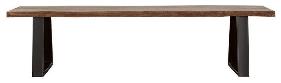 Ditman Live Edge Dining Bench Grey Sheesham and Black - Contemporary ...