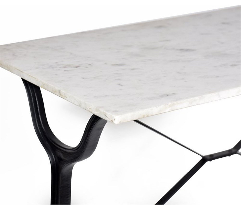 Carolina Classics Vera White Marble Top Rectangular Console Table in White - Traditional ...