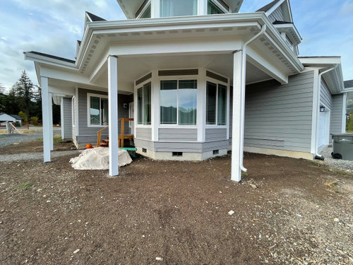 Composite front porch with angles