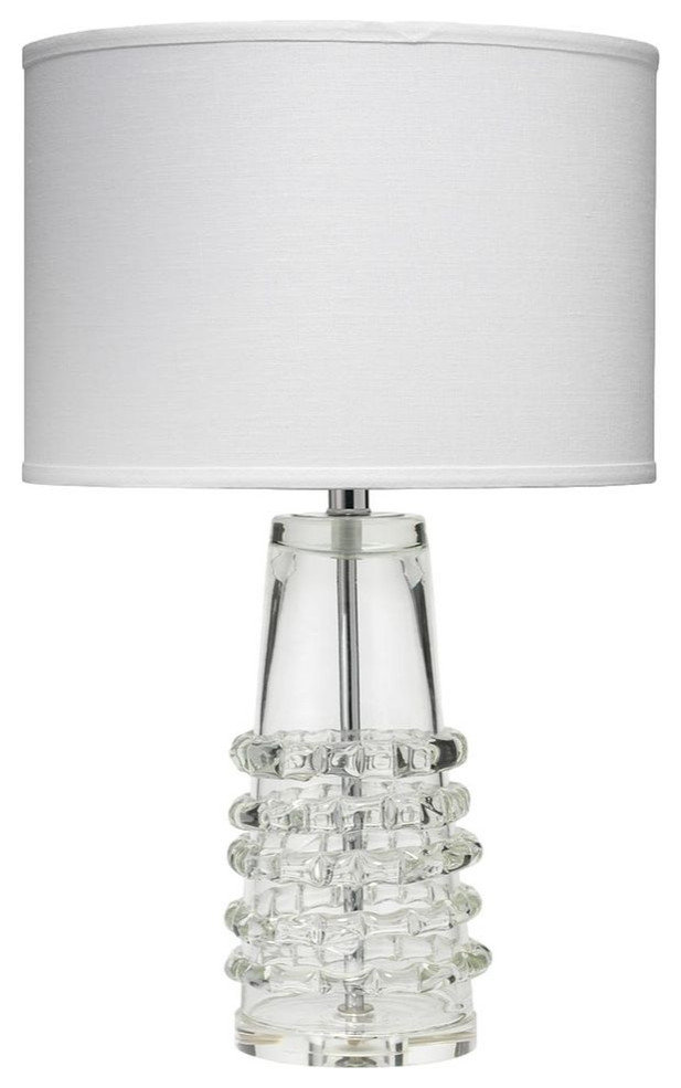 Classic Elegant Beaded Art Glass Clear Table Lamp 24 in Studded Column ...