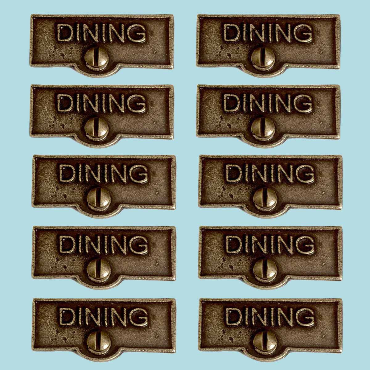 10 Switch Plate Tags DINING Name Signs Labels Cast Brass ...