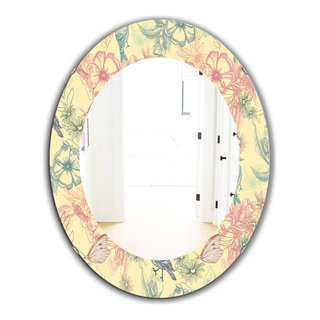 Designart Spring Butterflies On Flowers Frameless Oval Or Round Wall ...