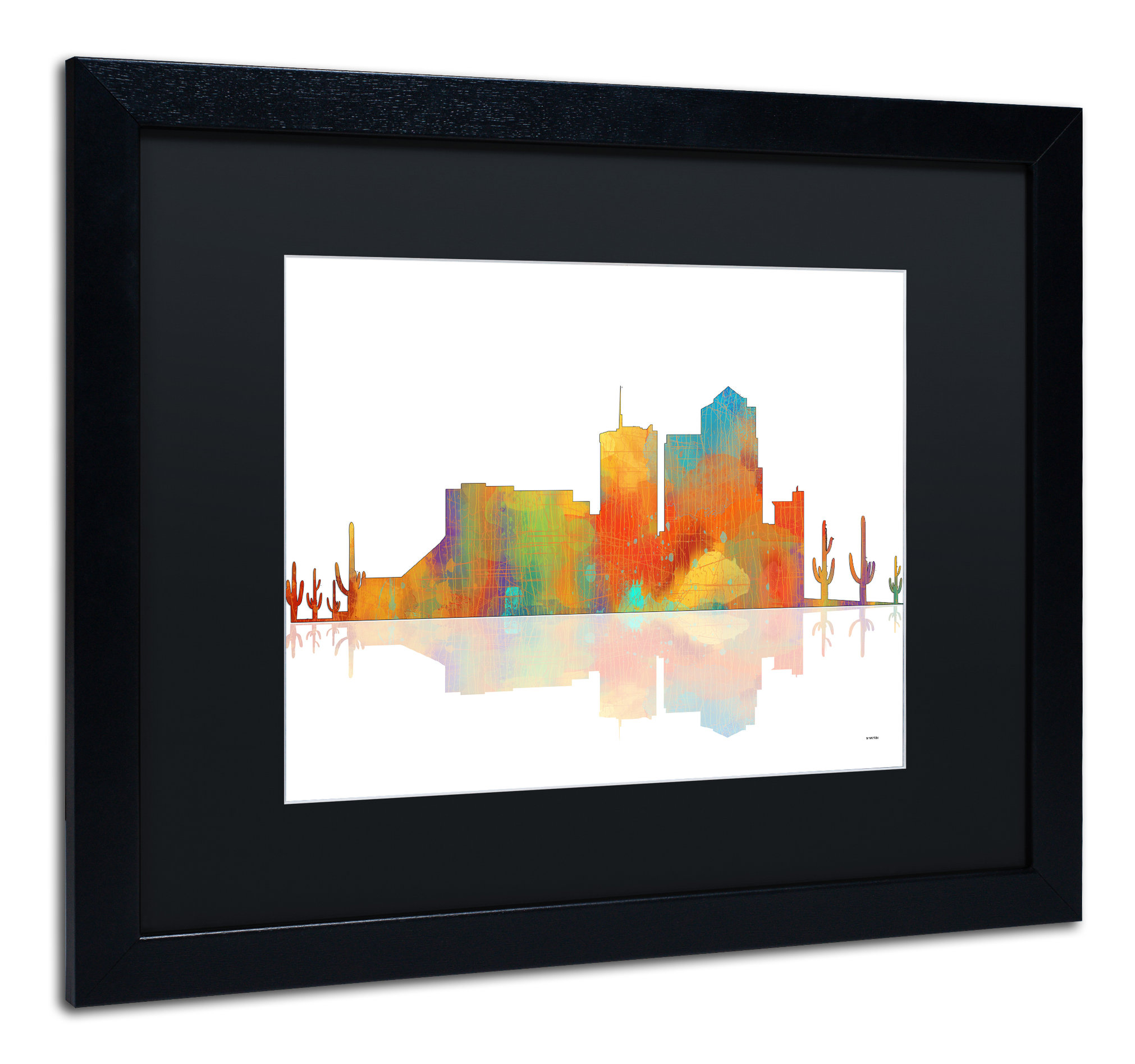 'Tuscon, Arizona Skyline' Matted Framed Canvas Art by Marlene Watson ...