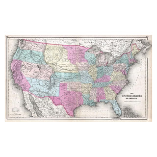 The United States of America Map, Peel & Stick Removable Wall Decal, 23 ...