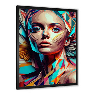 Cubic Woman Portrait I Framed Print, 16x32 - Contemporary - Prints And ...