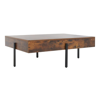 Modern Coffee Table, Metal Legs With Thick Rectangular Wood Top ...