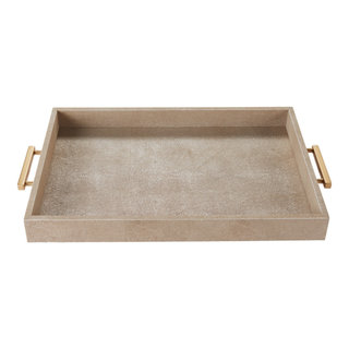 Cream Rectangular Tray with Metallic Handles | Andrew Martin Porto ...