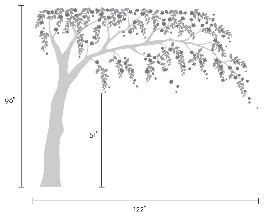 Weeping Willow Tree Decal With Cherry Blossoms, Standard - Contemporary ...