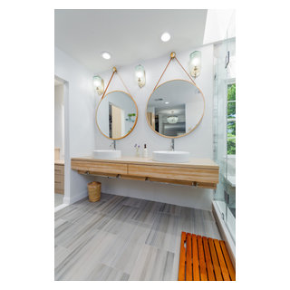 Organic Elegance: Rift Cut Oak Floating Vanity Bathroom Renovation ...