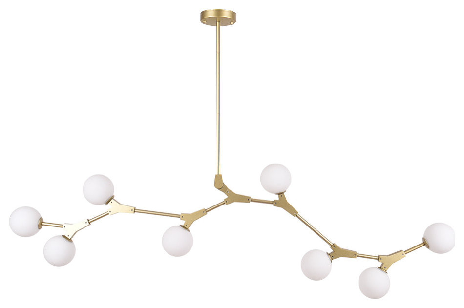 8-Light Glass Globe Linear Chandelier - Midcentury - Chandeliers - by ...