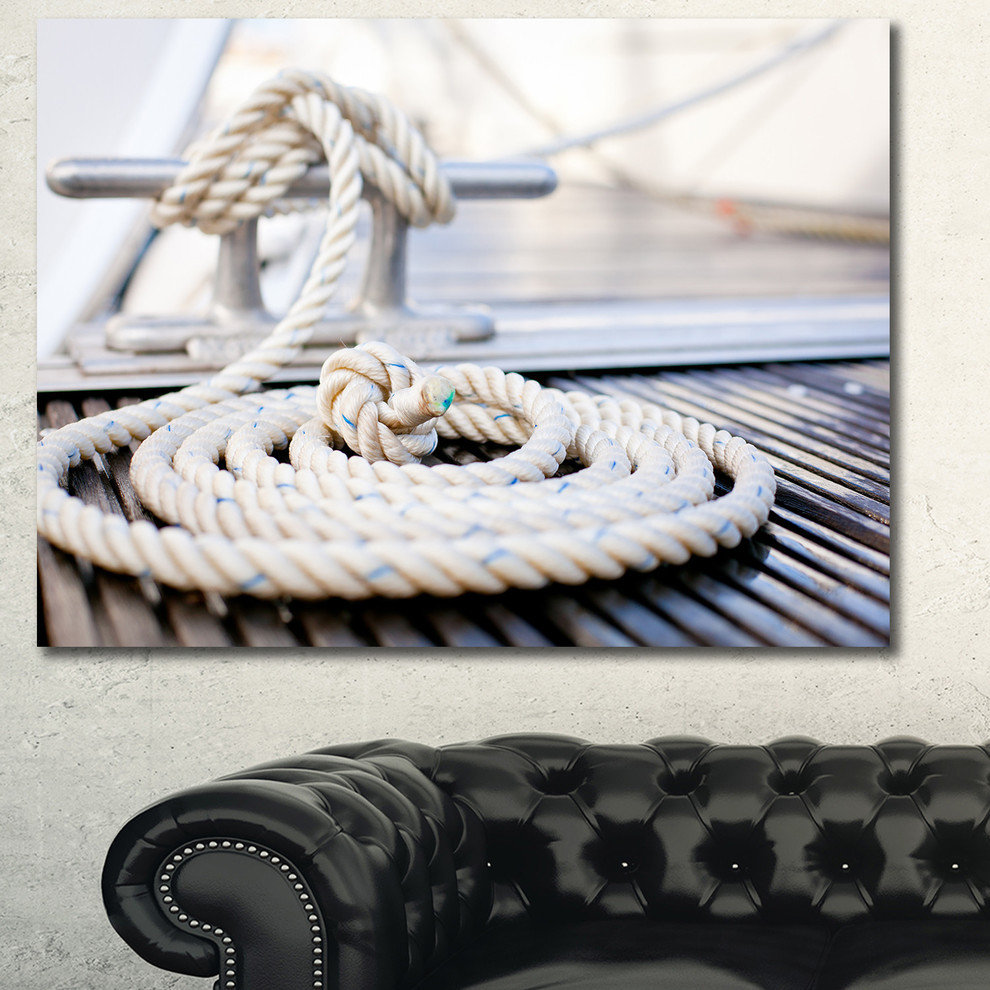 White Nautical Mooring Rope, Modern Landscape Canvas Art, 40"x30 ...