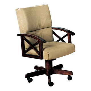 Transitional Swivel Office Chair with X-Back Hardwood Frame & Tan ...