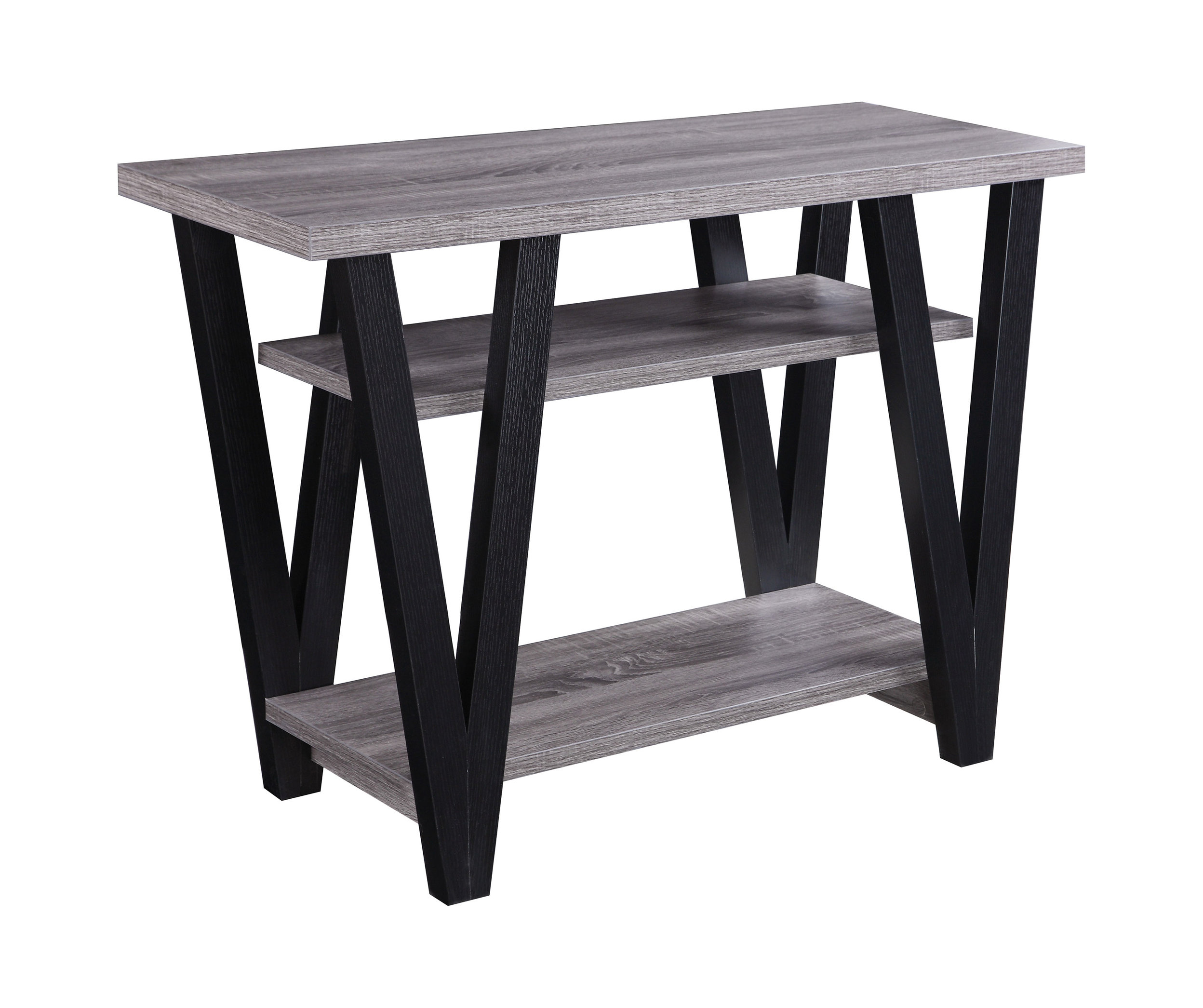 Stevens V-shaped Sofa Table Black and Antique Grey - Industrial ...