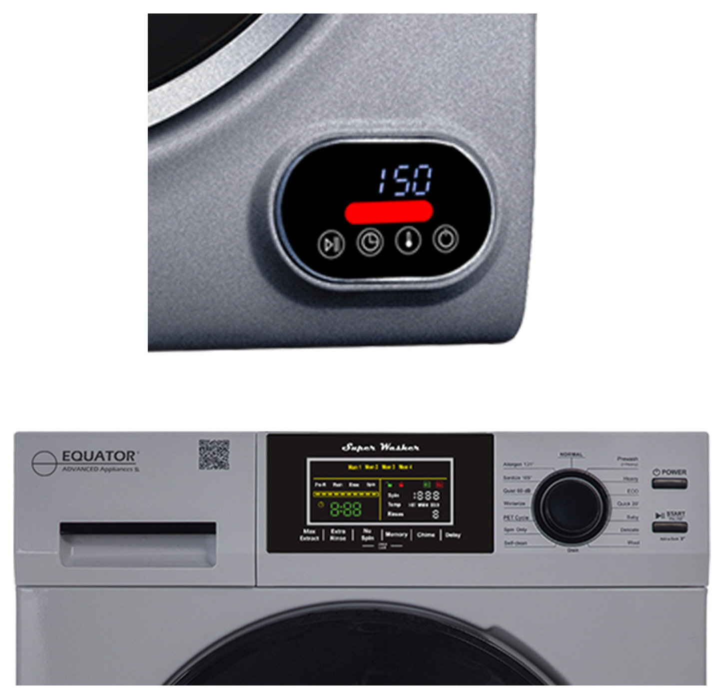 Equator 110V 1.6 cf Washer w/ Pet Cycle & 110V 3.5cf Vented Digital ...
