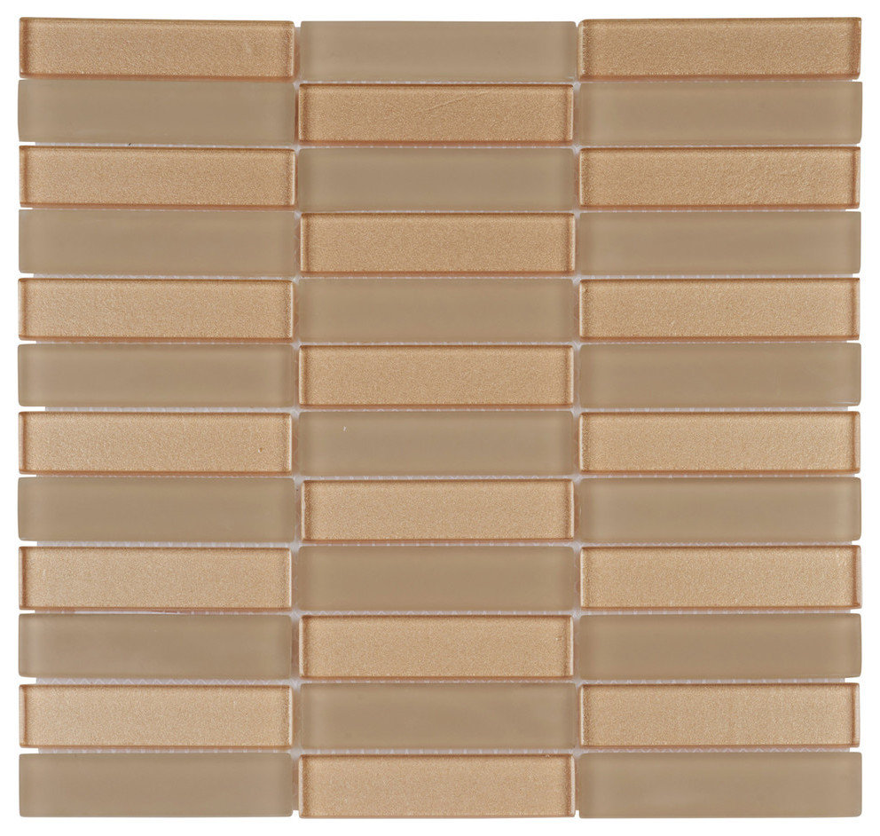 Sand Metallic Cold Spray Glass Mosaic Tile Matt Backsplash, Sample ...