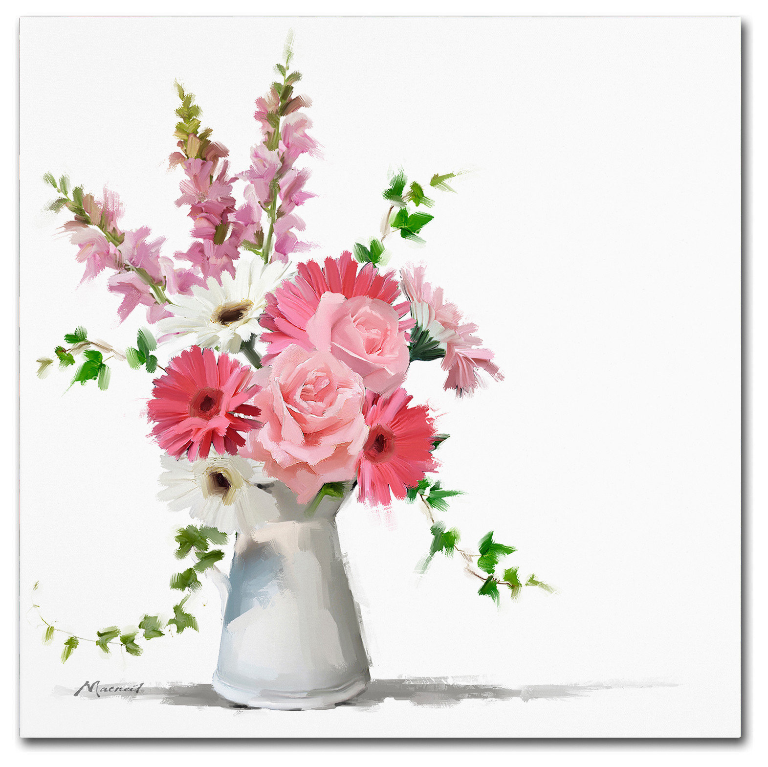 The Macneil Studio 'Pink Flowers' Canvas Art, 14"x14" - Contemporary ...