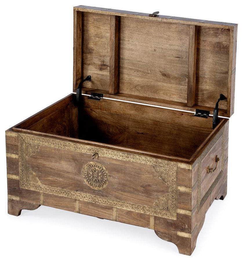 Company Nador Hand-Painted Storage Trunk, Light Brown - Transitional ...