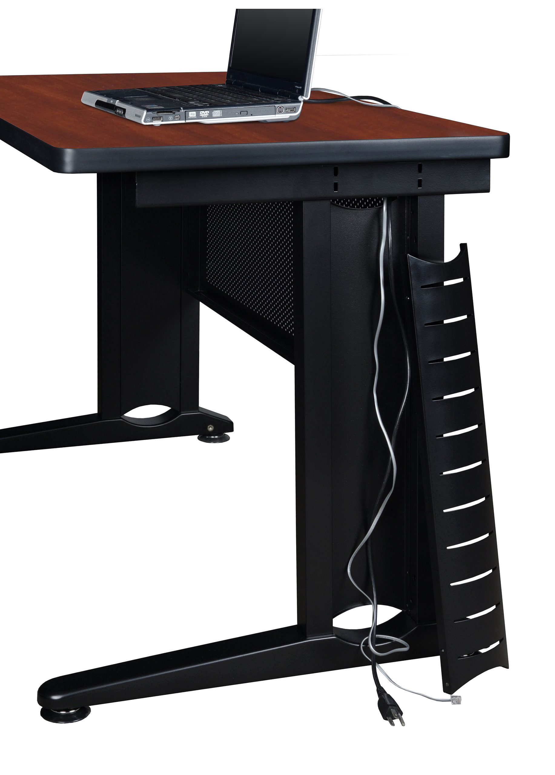 Fusion 66"X24" Double Pedestal Desk, Cherry, 66"x24" - Contemporary ...