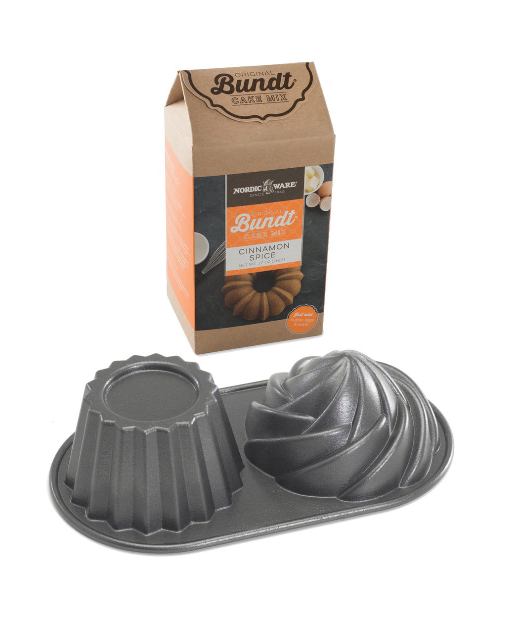 Nordic Ware Cute Cast Aluminum Cupcake Pan with Cinnamon Spice Cake Mix ...