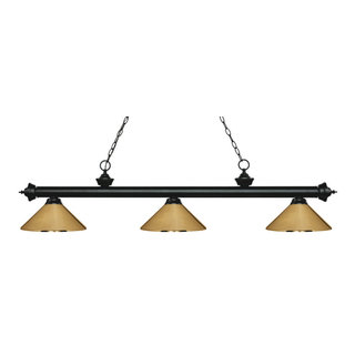 Riviera 3-Light Linear Pendant Light In Matte Black, 14.000 ...