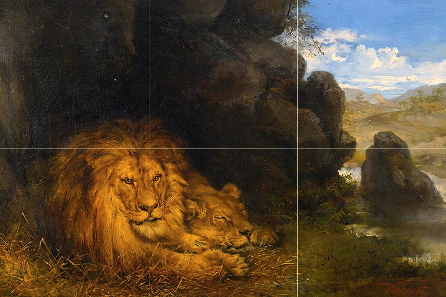 Tile Mural Kitchen Backsplash Splashback Landscape Africa Animals Lion ...