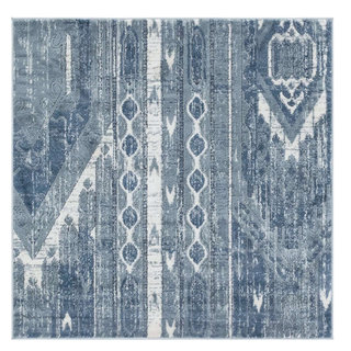 Rug Unique Loom Portland Blue Square 4' 0 x 4' 0 - Contemporary - Area ...