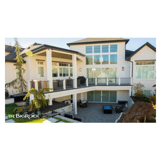 Sloped Backyard With Outdoor Living Space - Traditional - Veranda ...
