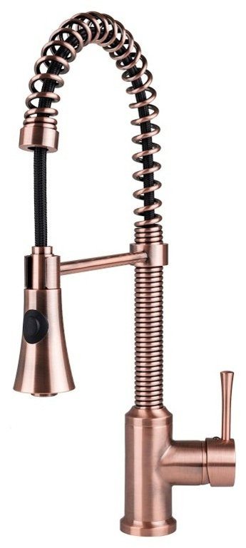 Residential Spring Coil Kitchen Faucet Cone Spray Head Antique Copper ...