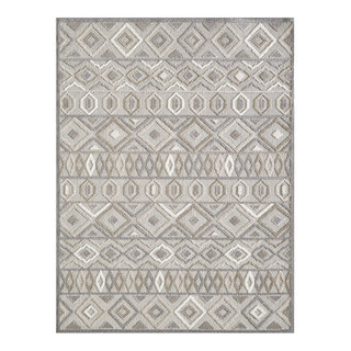 7"x9" Gray Ivory Aztec Pattern Indoor Outdoor Area Rug - Scandinavian ...