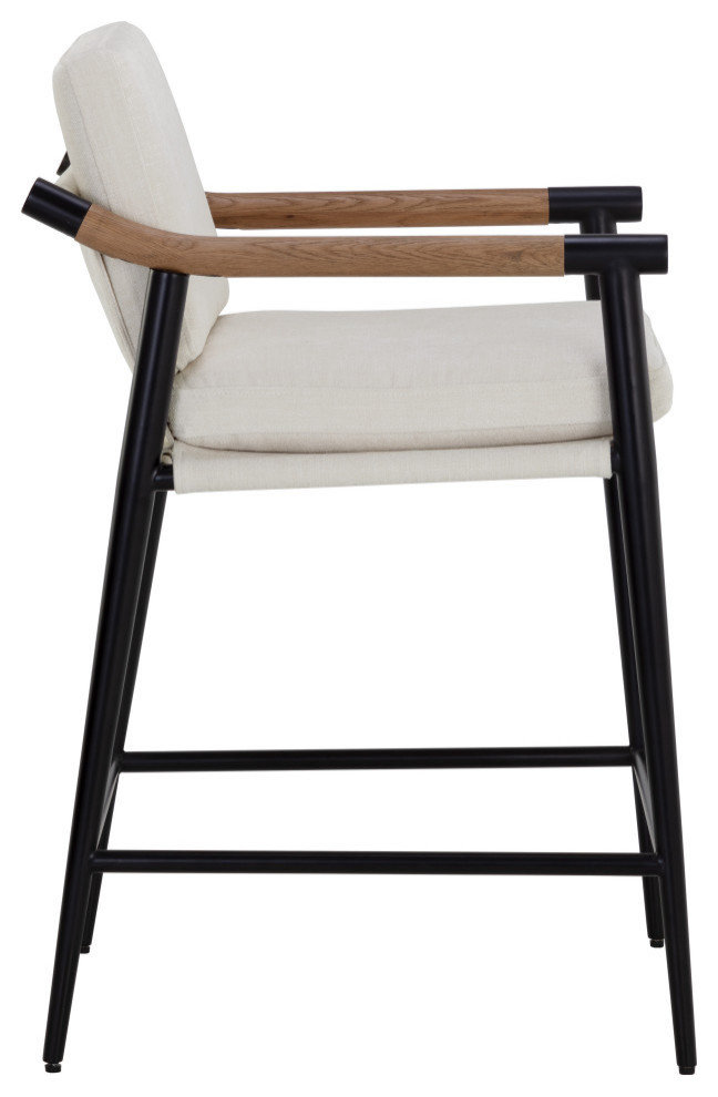 Meadow Counter Stool, Heather Ivory Tweed, Counter Height - Midcentury ...