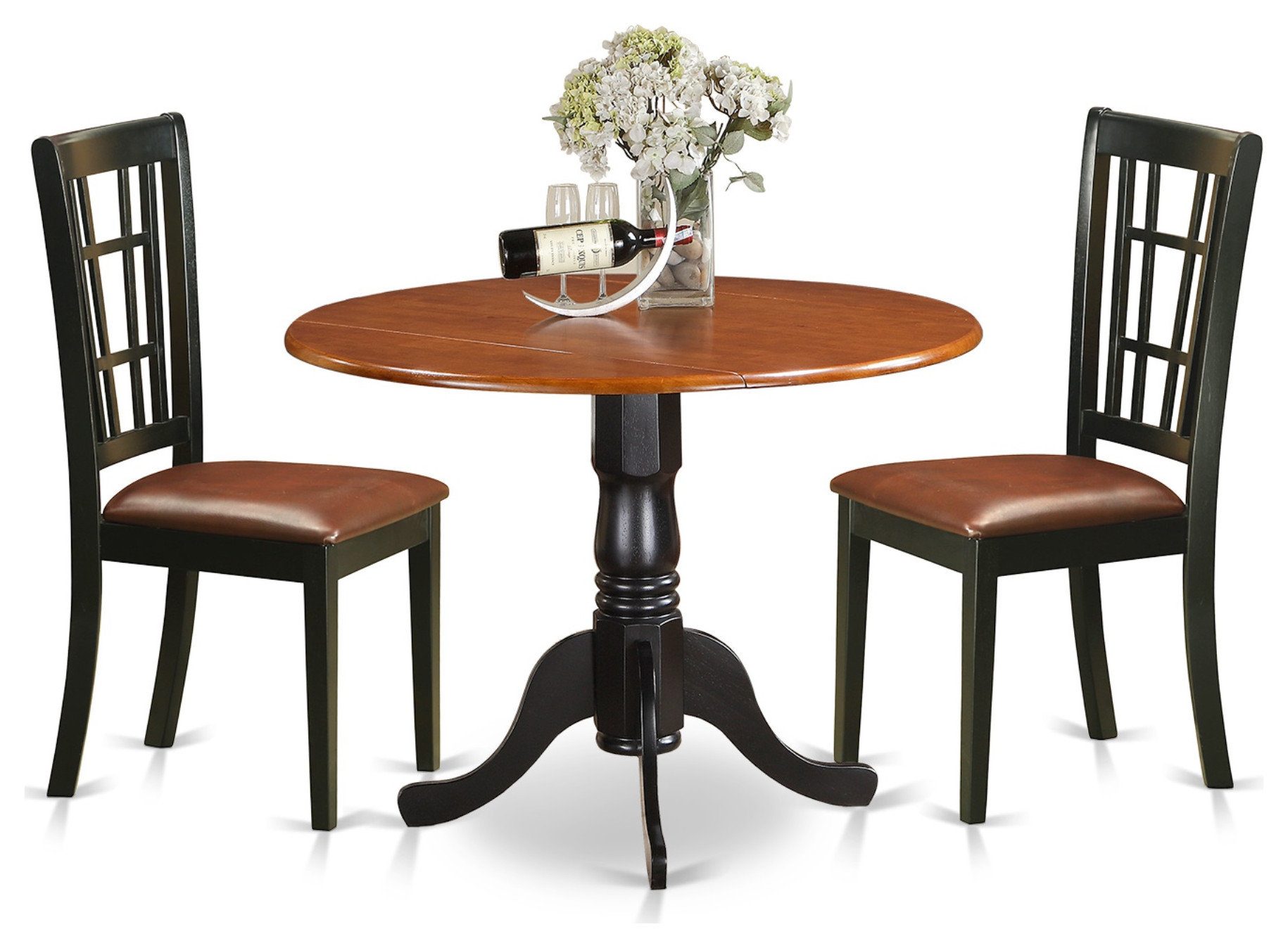 Dlni3-Bch-Lc 3-Piece Kitchen Table Set-Dining Table and 2 Wood Kitchen ...