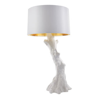 Faux Bois Lamp, White With White Shade - Rustic - Table Lamps - by ...