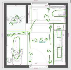 8x8 bathroom layout with tub and shower
