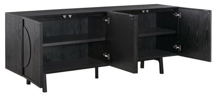 Long Oak Wood Sideboard With Textured Doors & Natural Insect Resistance ...