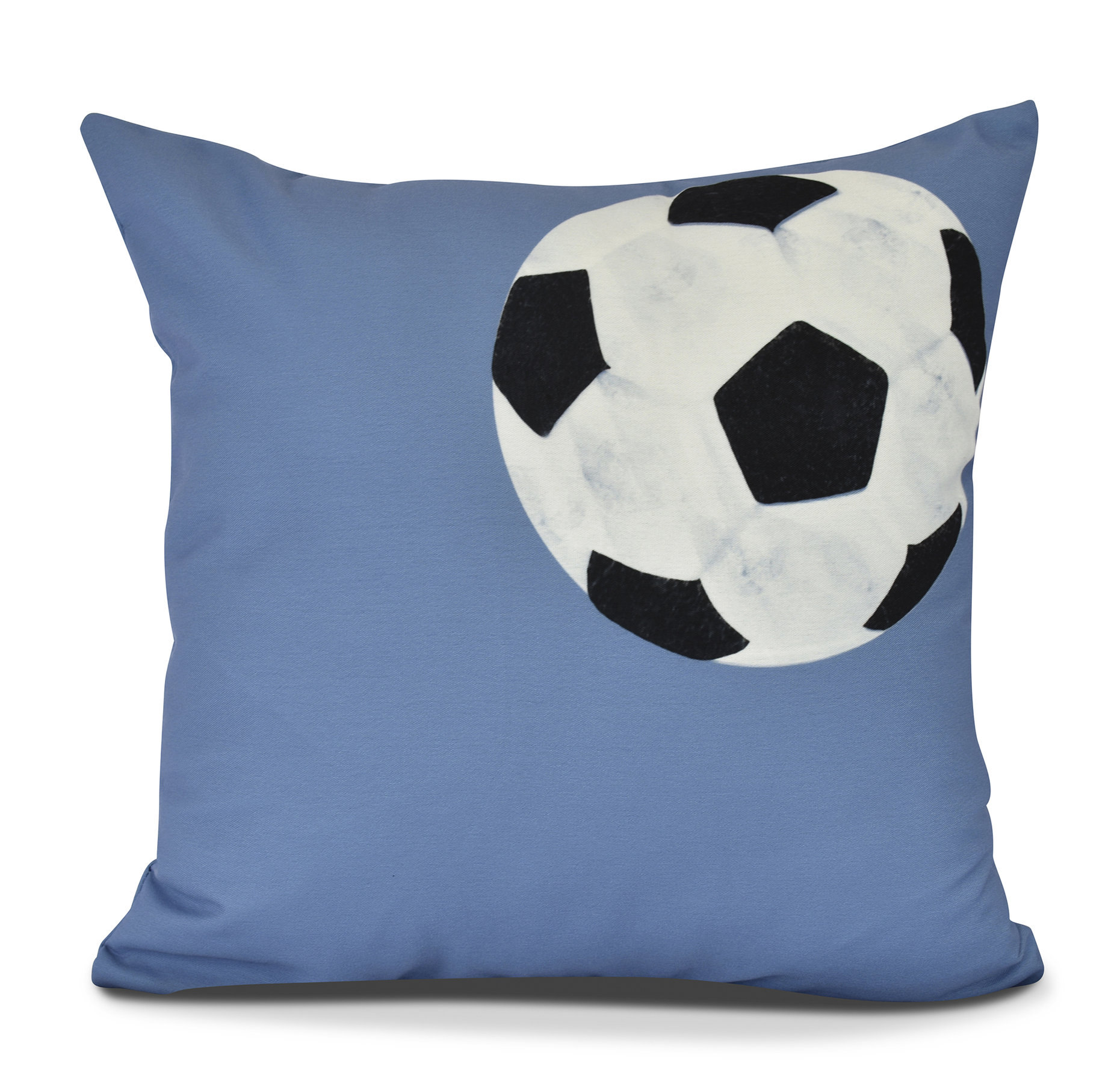 Soccer Ball, Geometric Print Outdoor Pillow, Blue, 18" x 18 ...