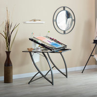 Luxe Drawing, Drafting, Craft Table, Drawer/Folding Side Shelf, Pewter ...