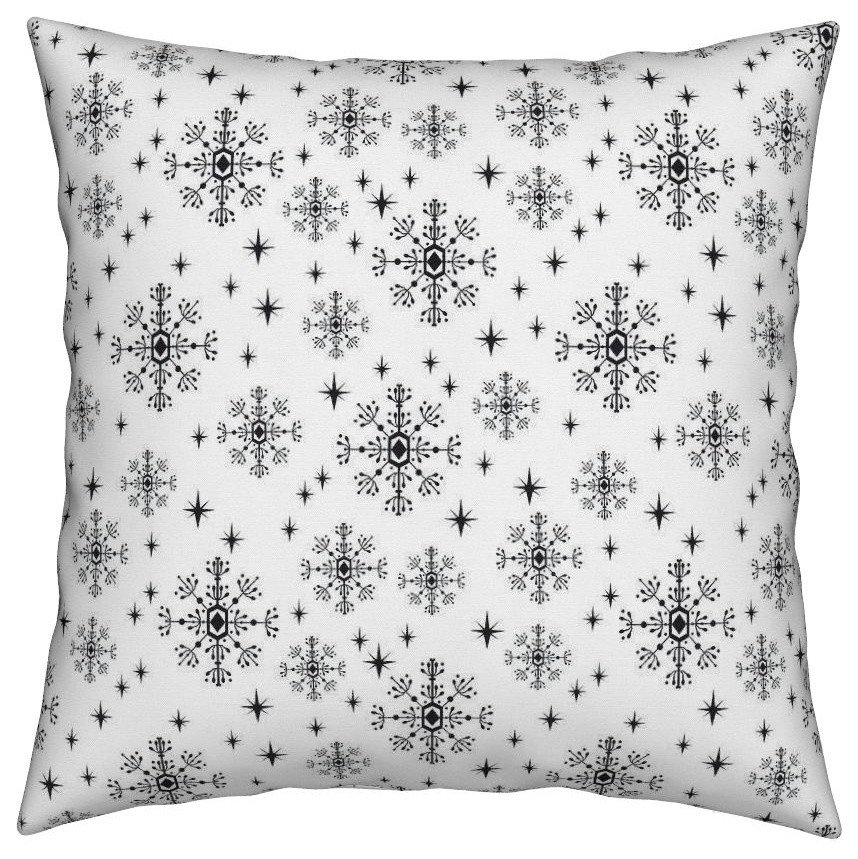 Black And White Geometric Winter Minimal Snow Throw Pillow ...