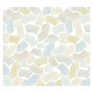 Elements Light Yellow Scribbled Arches Wallpaper, Swatch - Contemporary ...