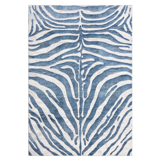 Abani Nova NOV170A Blue Grey Zebra Print Area rug, 7'9" x 10'2 ...