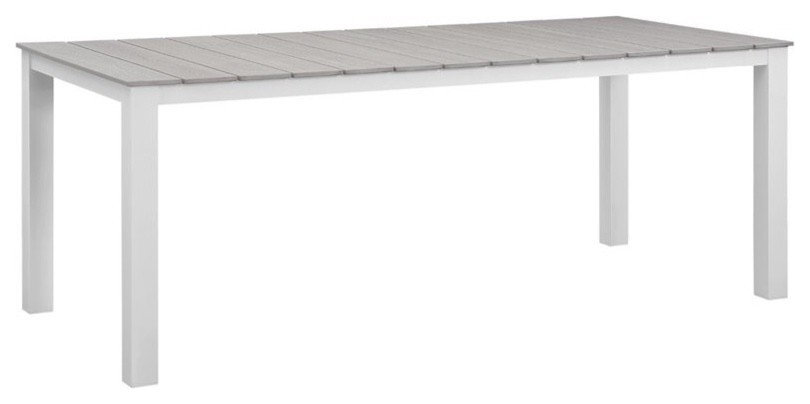 Modern Urban Contemporary Outdoor Patio Dining Table, White Light Gray ...