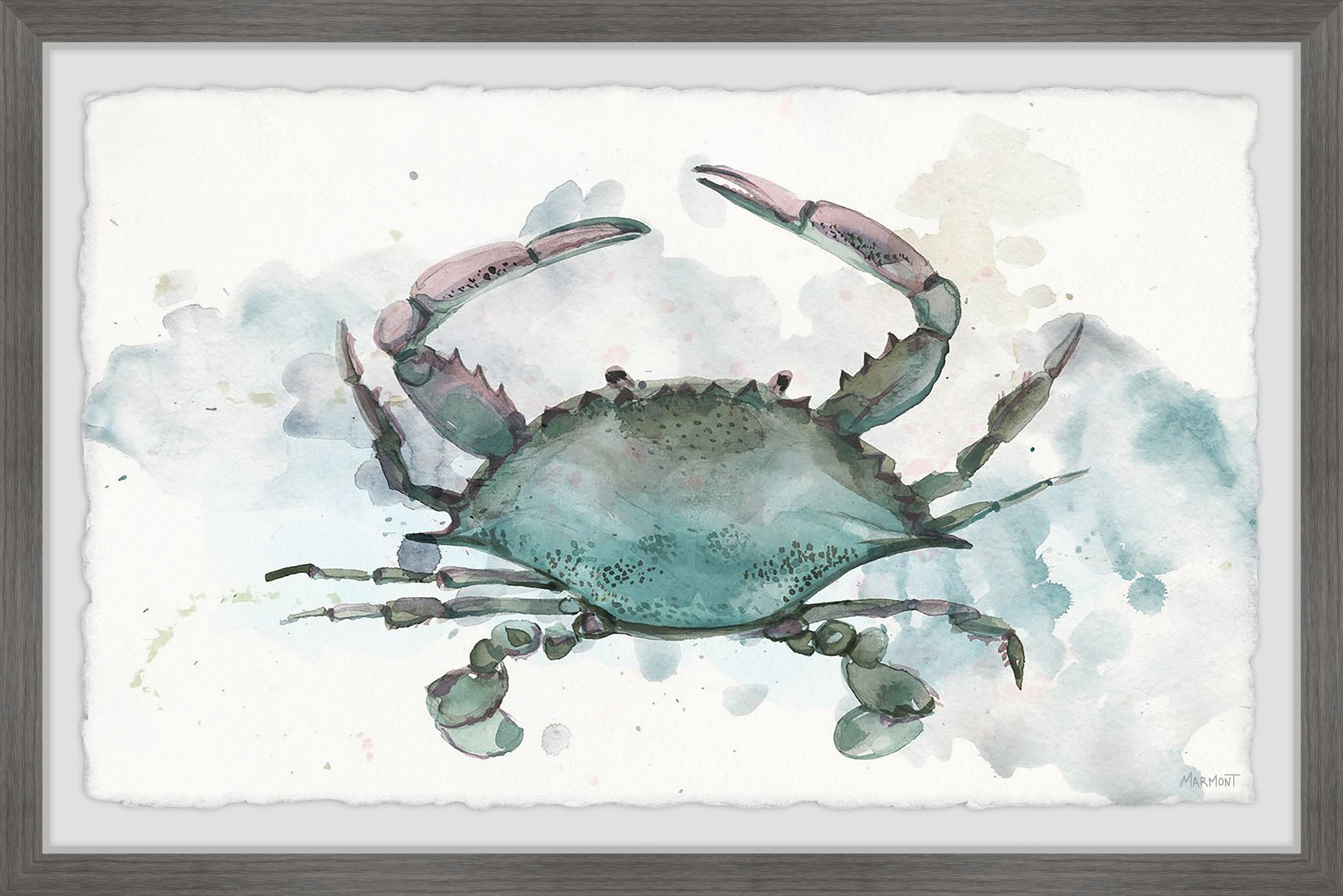 "Crabby" Framed Painting Print, 18"x12" - Beach Style - Prints And ...