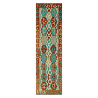Sangat Kilim Ansley Rust/Green Runner, 2'9x8'9 - Southwestern - Hall ...