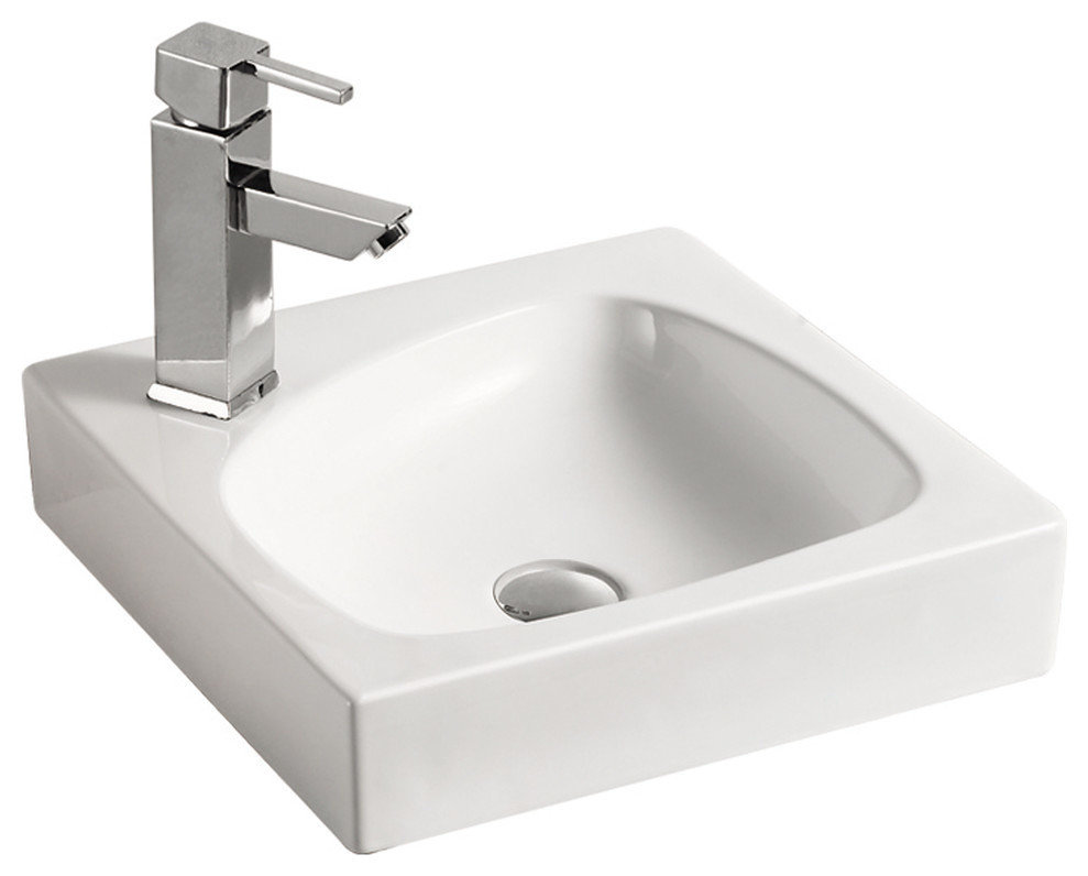 ELANTI EC1604 Porcelain Pebble Shaped Basin Square Frame Sink ...