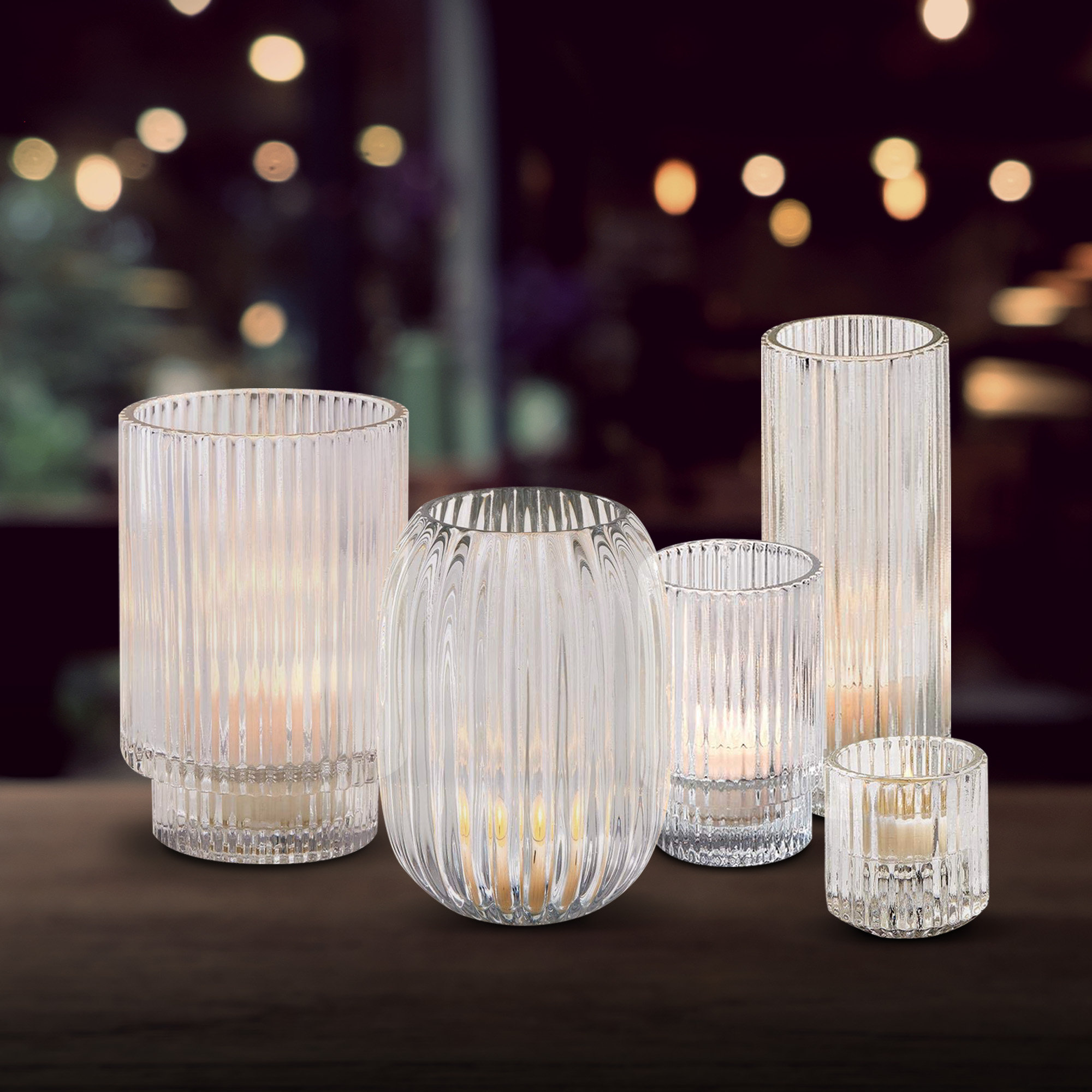 Clear Ribbed Glass Votive Holder - Contemporary - Candleholders - by ...