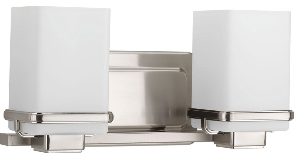 Progress Metric 2-Light 13" Vanity Light, Brushed Nickel/Etched ...