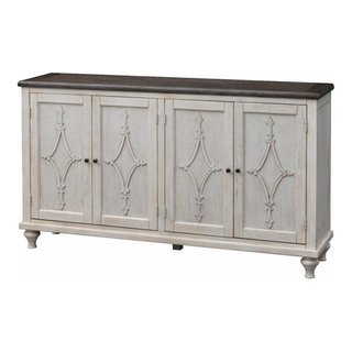 Traditional Sideboard, Unique Bun Feet & Geometric Accented Cabinet ...