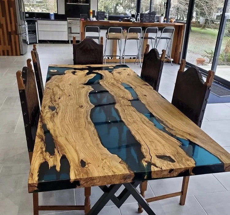 Custom Epoxy Resin Clear Dining Table - Contemporary - Accent Chests ...