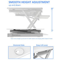 Rocelco 46 Large Height Adjustable Standing Desk Converter with Triple ...