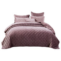 Mauve Velvet Diamond Tuft Bedspread Quilt Set, Queen - Contemporary ...